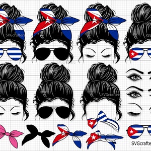 Cuban Momlife Svg Png, Cuba Bun Hair Svg, Cuban Flag Svg Png, Cuban Svg ...