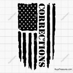 Corrections Flag Svg Png, Thin Silver Line Flag Svg, Correctional ...