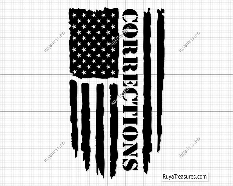 Corrections Flag Svg Png, Thin Silver Line Flag Svg, Correctional ...