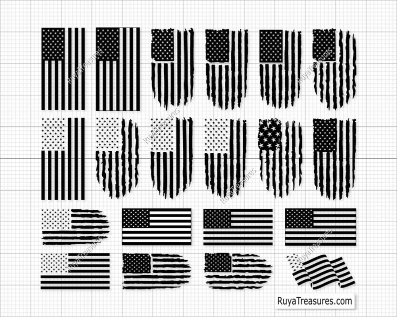 Distressed American Flag SVG Bundle: Patriotic Design Files (digital ...