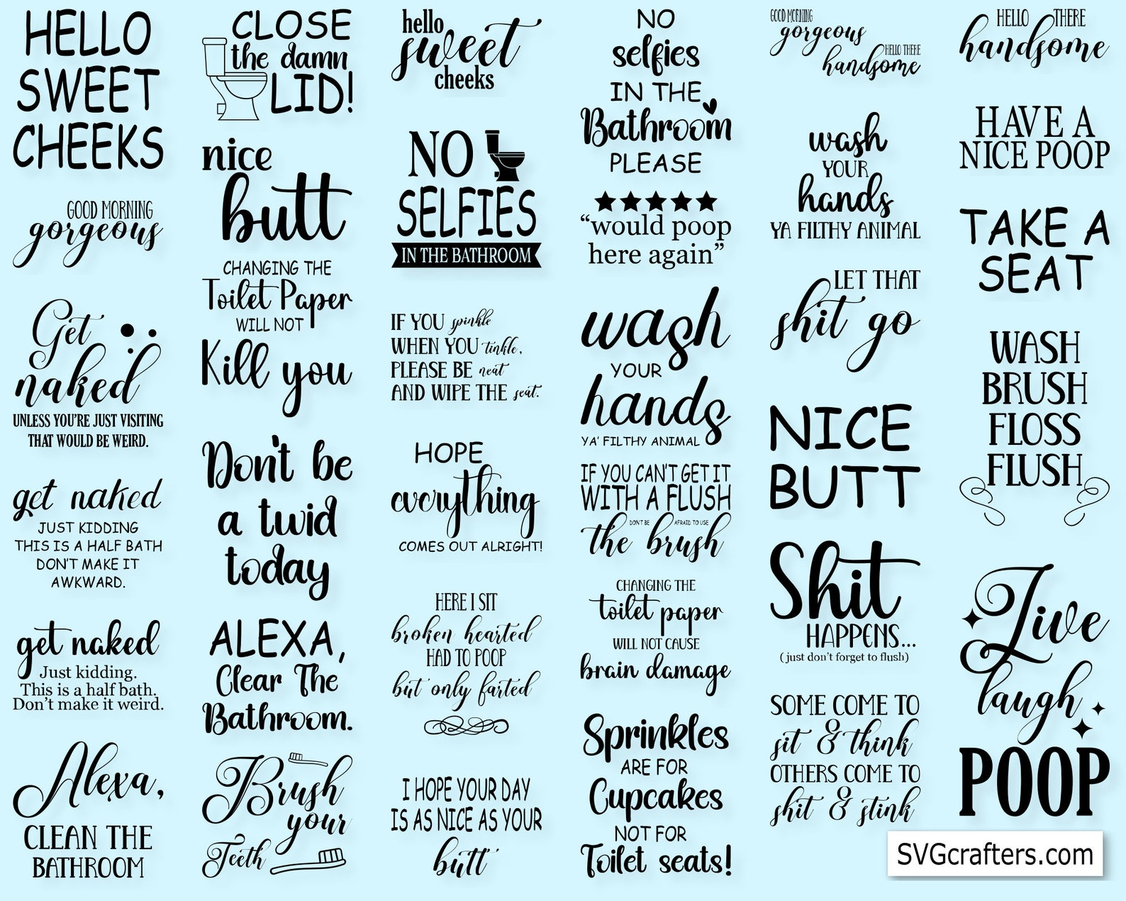 Bathroom Svg Bundle, Bathroom Quote, Restroom Svg, Potty Dance Svg ...