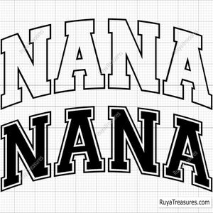 Nana Varsity Svg Png, Nana Varsity Curved Svg, Nana Varsity Letters Svg ...