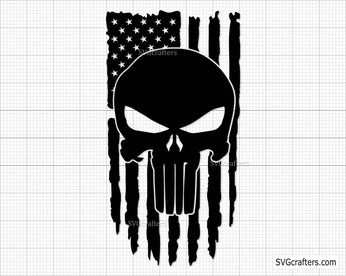 American Skull Flag Svg Png, USA Skull Flag SVG, Skull Clipart Svg ...