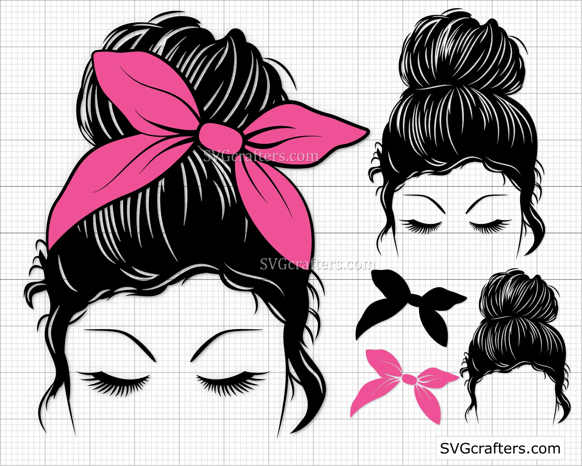 Messy Bun Bundle Svg Messy Hair Svg Don't Care Svg Mom - Etsy