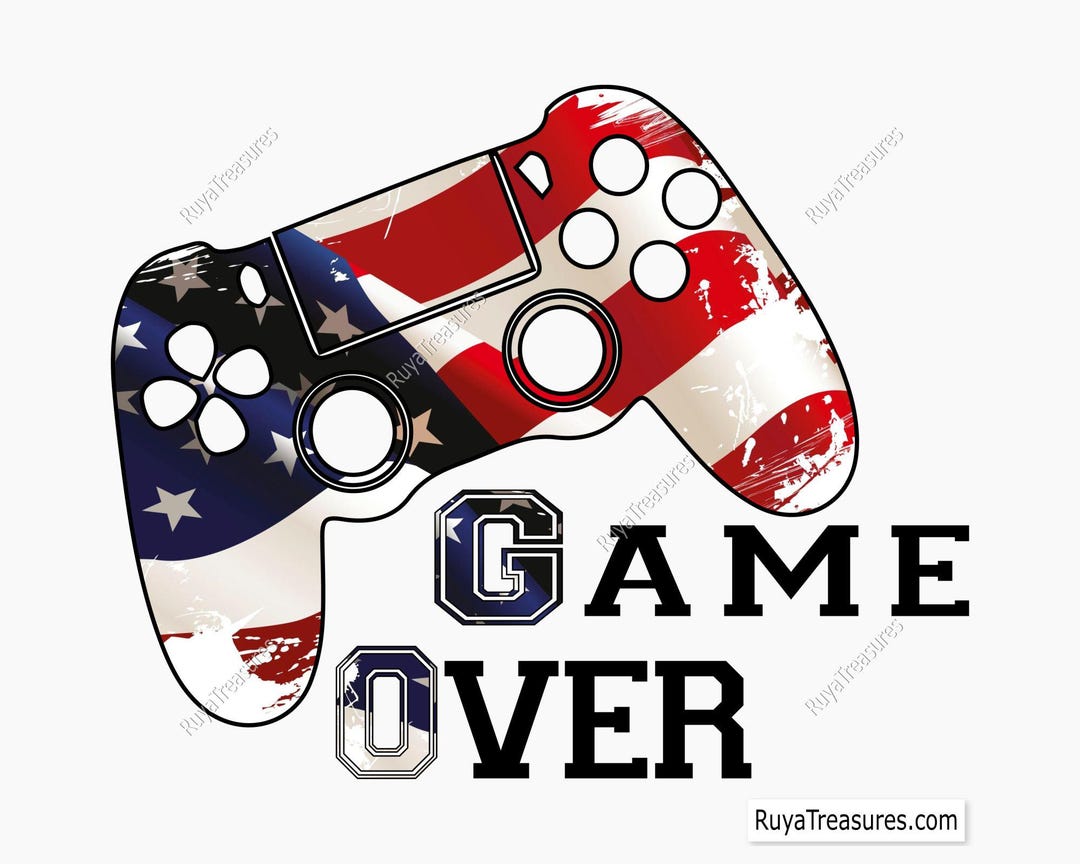 American Flag Game Over Png, USA Flag Game Over Design, Patriotic Game ...