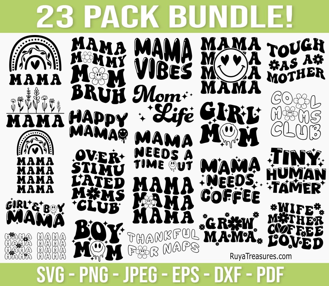 Retro Mama Svg Bundle, Groovy Mama Svg, Mama Shirt Svg, Mother's Day ...