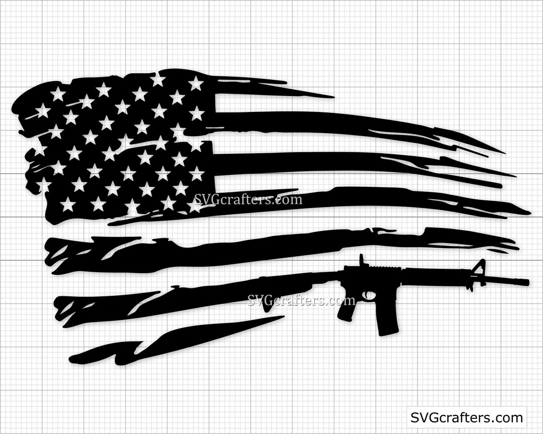 American Gun Flag Svg, Rifle Flag Svg, Gun Svg, 2nd Amendment Svg ...