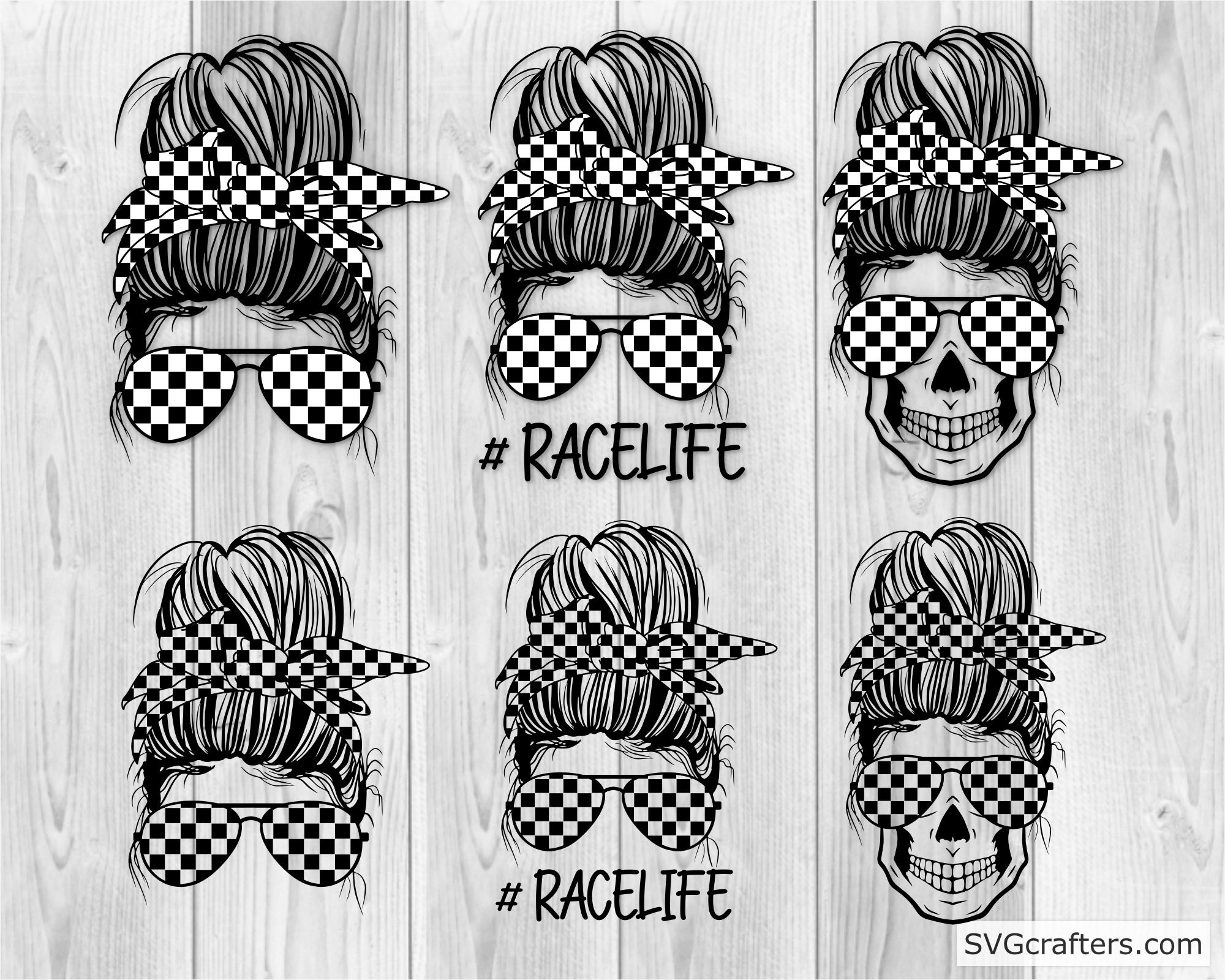 Messy Bun Racelife Svg Racing Svg Racing Life Svg Checkered - Etsy