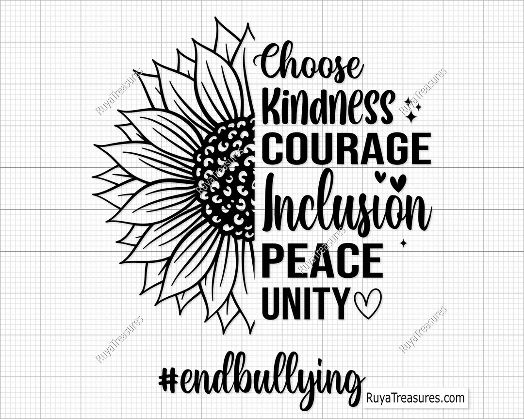 Choose Kindness Courage Inclusion Peace Unity Svg, Anti Bullying Svg ...