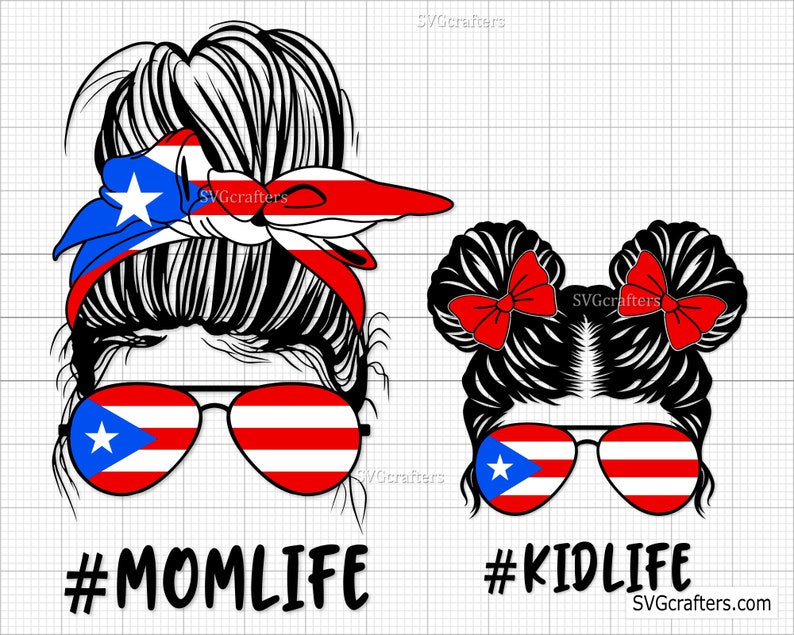 Puerto Rico Kidlife Svg Messy Bun Puerto Rico Svg Puerto - Etsy