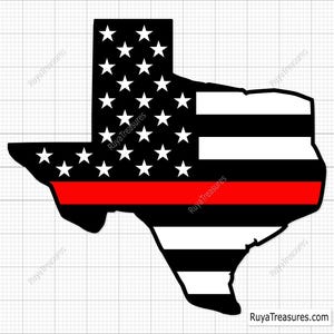 Texas Thin Red Line Svg, Firefighter Texas Flag Svg, Firefighter Support Svg, Texas Fire Dept ...