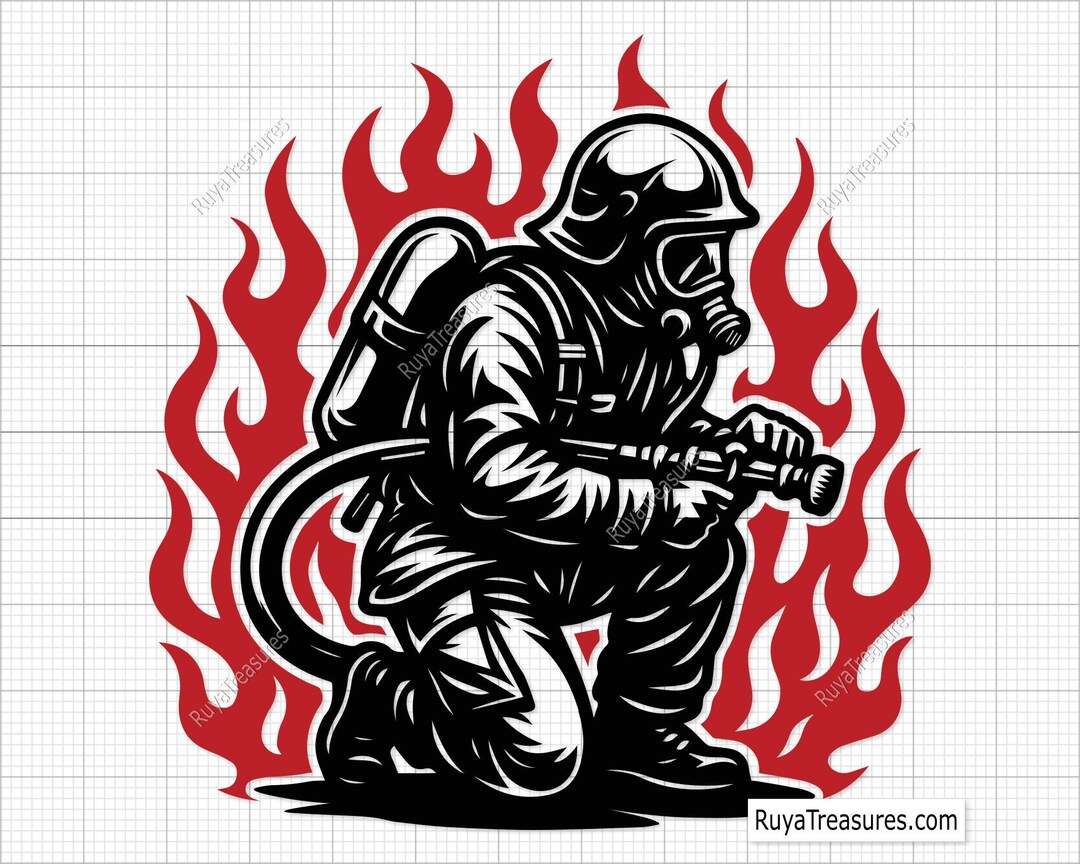 Firefighter in Flames Svg, Fireman Svg, Fire Dept Svg, Firefighter Svg ...