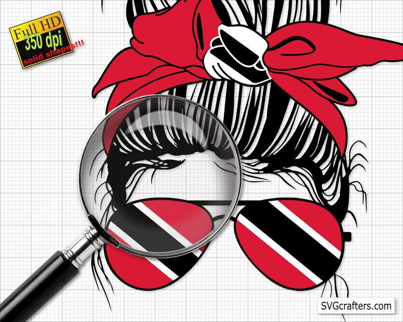 Trinidad and Tobago Messy Bun Family Svg, Trinidad Svg, Flag of ...