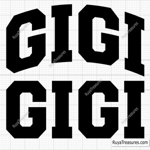 Gigi Varsity Svg Png, Gigi Varsity Curved Svg, Gigi Varsity Letters Svg ...