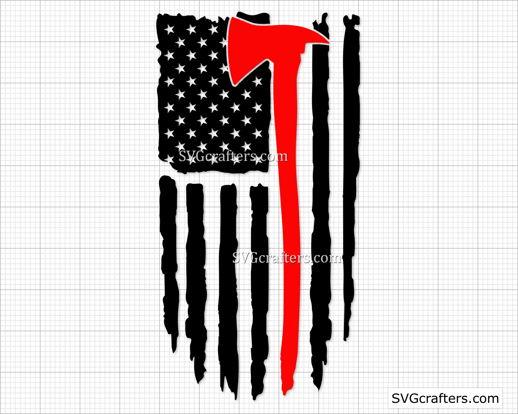 Fire Fighter Tattered Flag, Firefighter Flag Svg, Clipart for Cricut ...