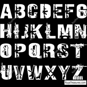 Gun Alphabet Font Letters Svg, Second Amendment Svg, Dad Rifle Svg, 2nd ...