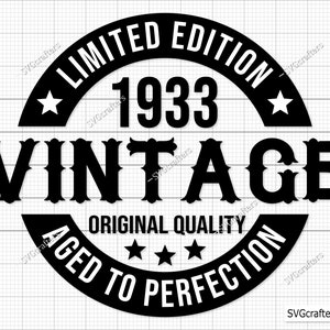 90th Birthday Svg, 90th Svg, Old Number 90 Svg, Vintage 1933 Birthday ...