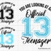 13 Official Teenager Svg, 13th Birthday Svg, Birthday Girl Svg, 13th ...