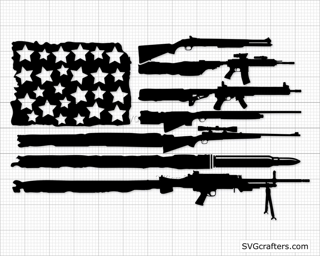 American Gun Flag Svg, Rifle Flag Svg, Guns Svg, 2nd Amendment Svg ...