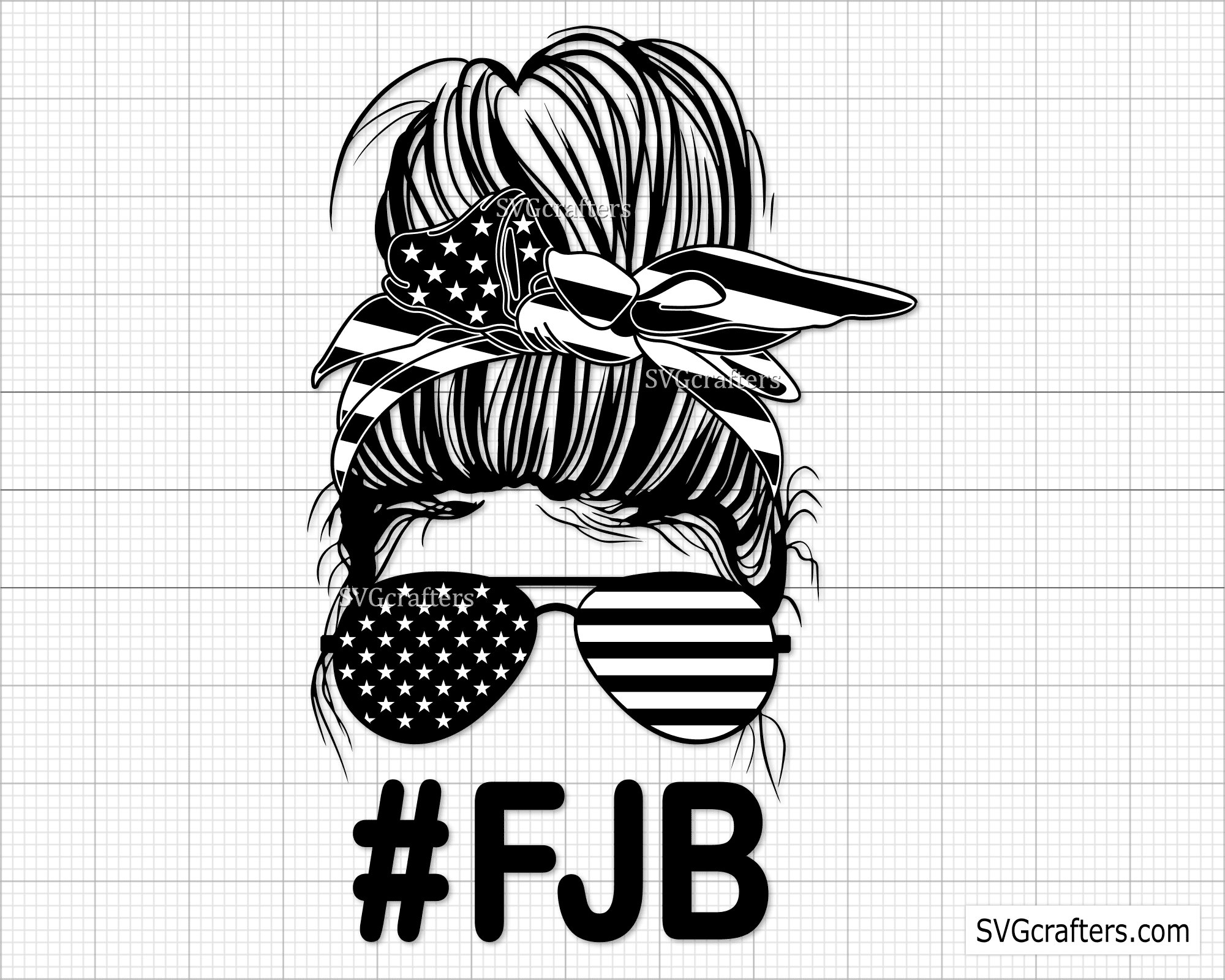 Hashtag FJB American Flag Messy Bun svg Let's Go Brandon - Etsy México