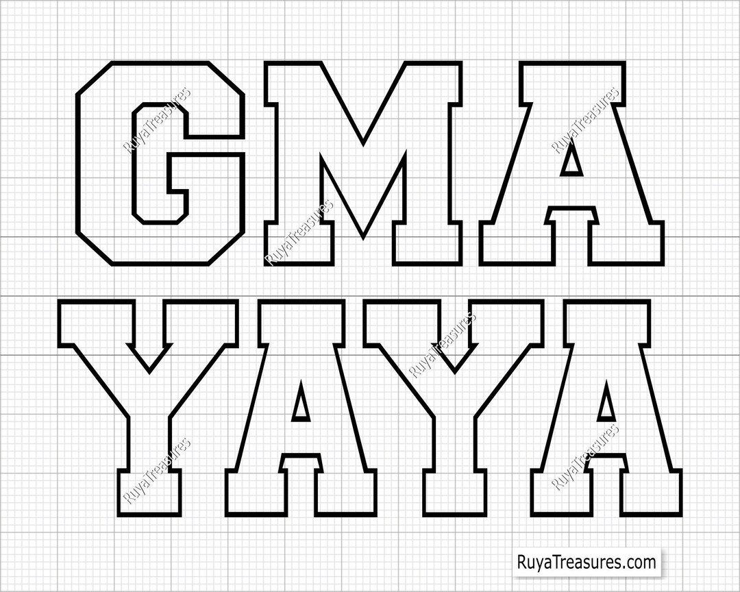 GMA and YAYA Varsity Svg, Gma Varsity Curved Svg, Yaya Varsity Letters Svg, Custom Varsity Font ...