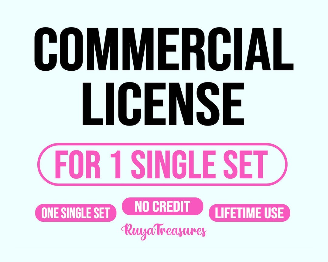 Ruyatreasures Commercial License for ONE Single Set Design, Commercial ...