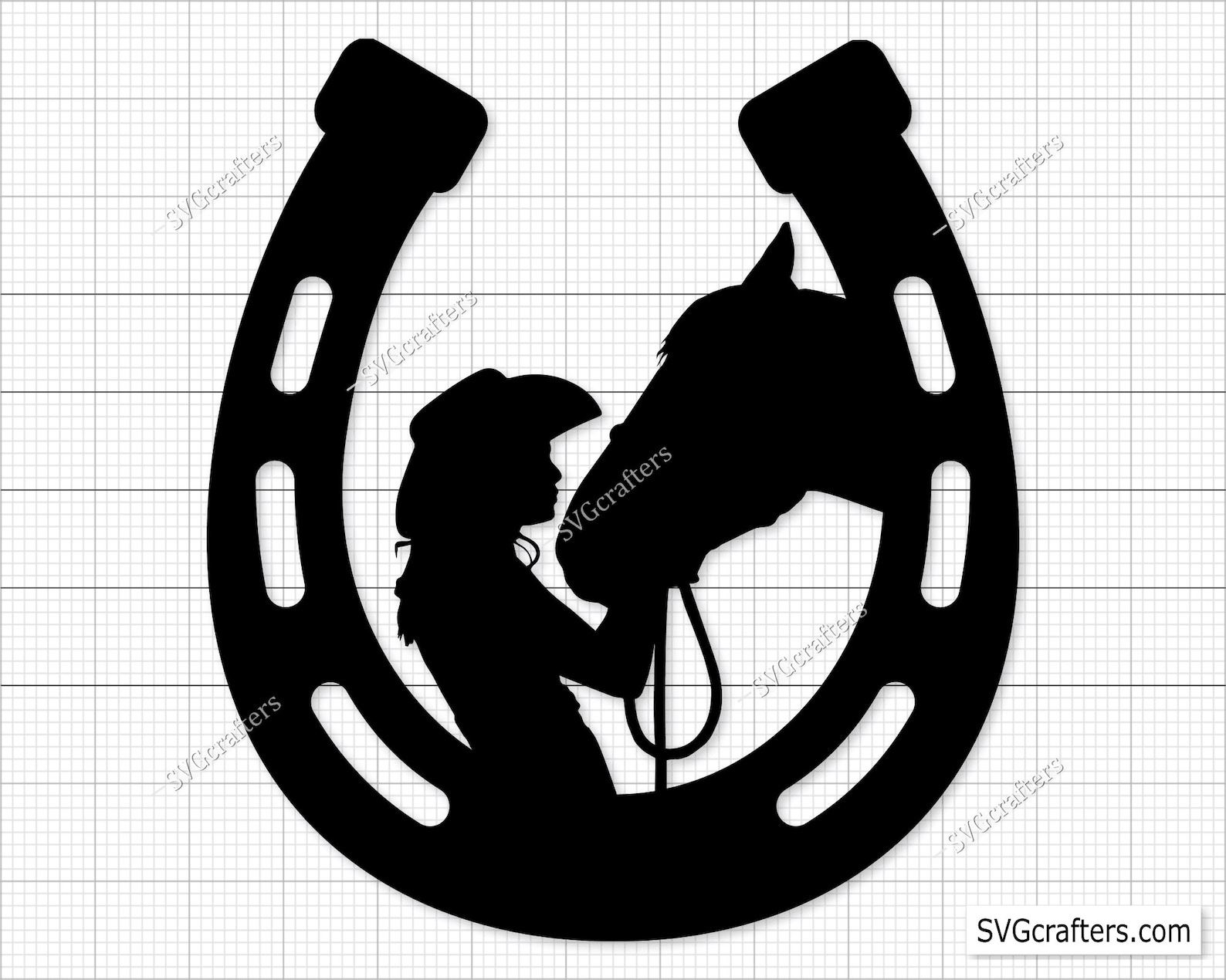 Chica con caballo SVG, Archivos SVG de herradura, Archivos de corte de ...
