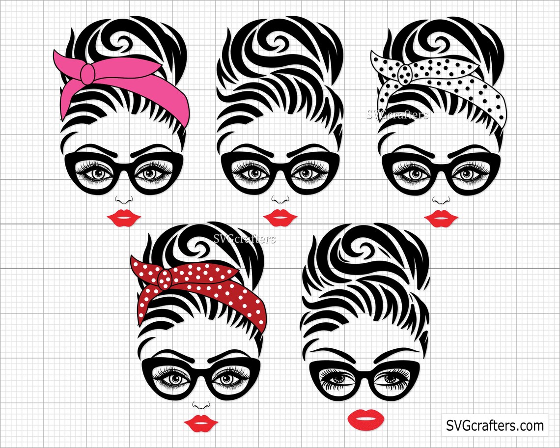 Messy Bun Svg, Girl Bandana Svg, Top Knot Svg, Hair Bun Svg, Boss Lady ...