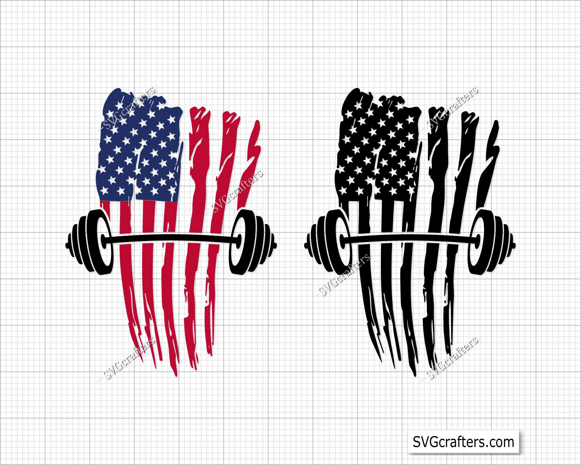 Distressed Flag With Barbell Svg Png, Workout Svg, Gym Svg, Fitness Svg ...