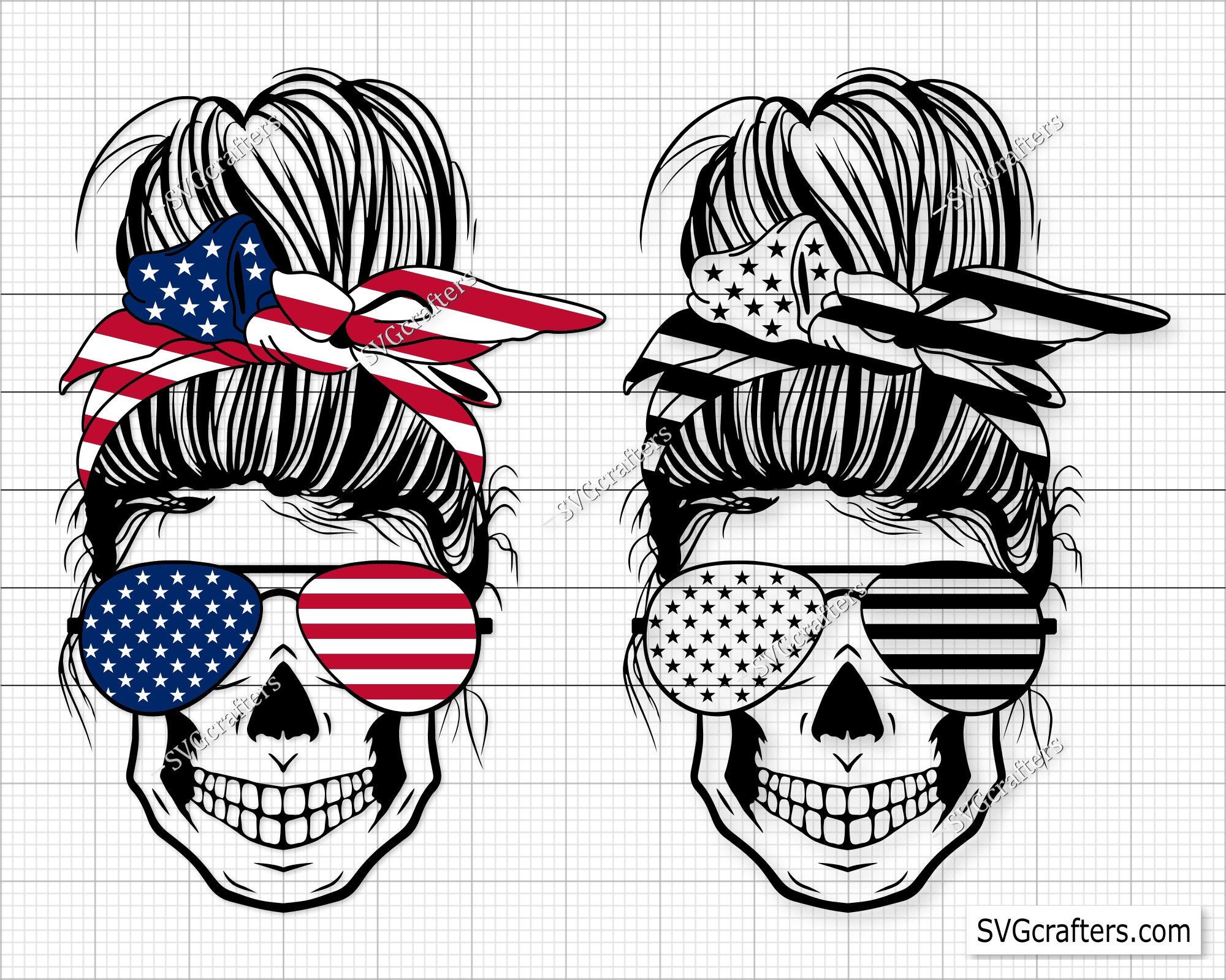 Bundle Messy Buns and Loaded Guns Svg, American Messy Bun Svg, 4th of ...
