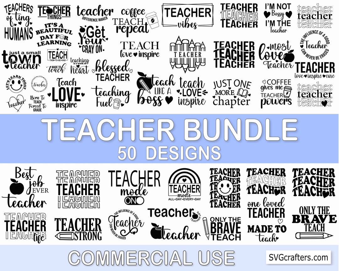 Teacher Svg Bundle, Back to School Svg, Teacher Quote Svg, Teacher ...