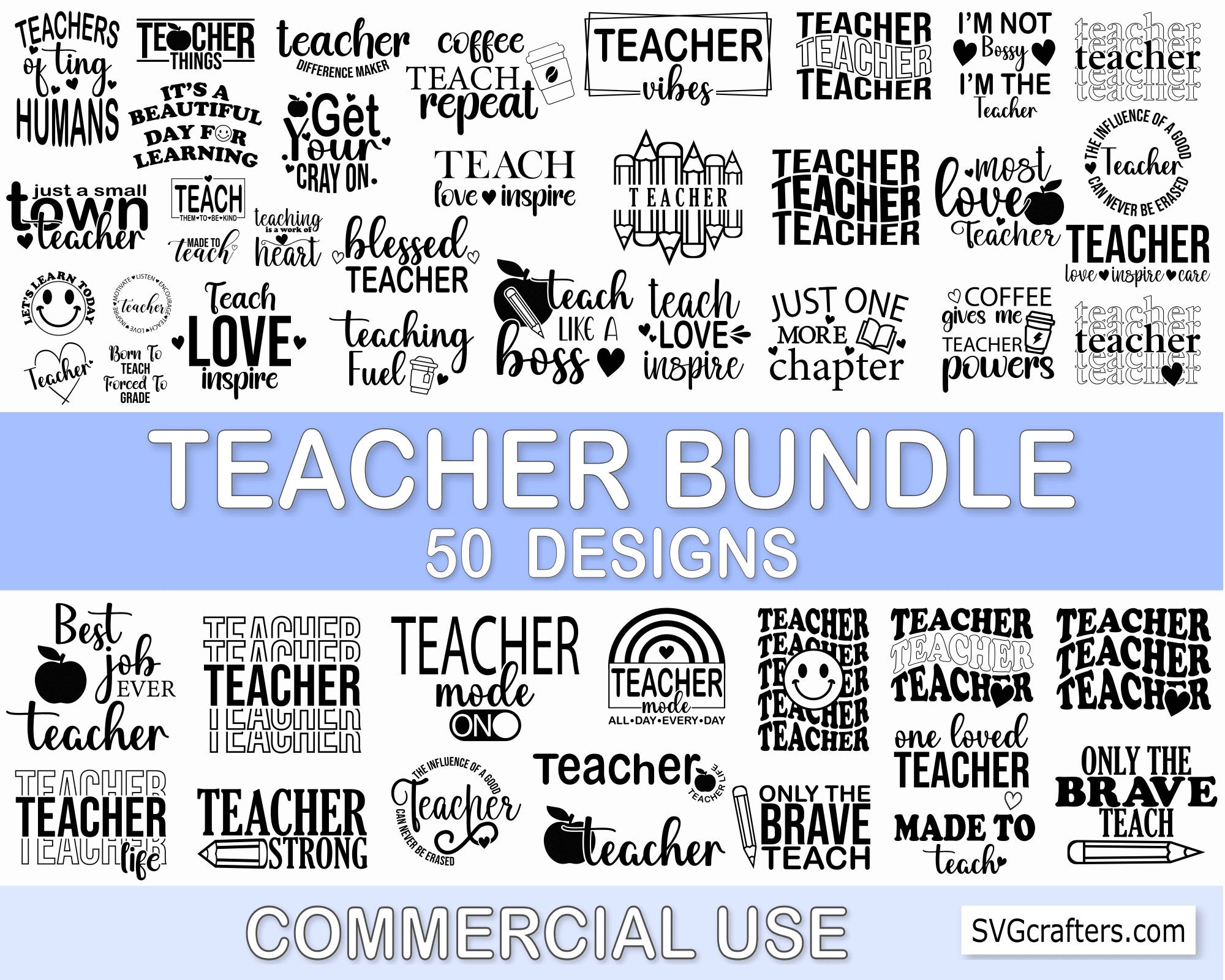 Teacher Svg Bundle Back to School Svg Teacher Quote Svg - Etsy UK