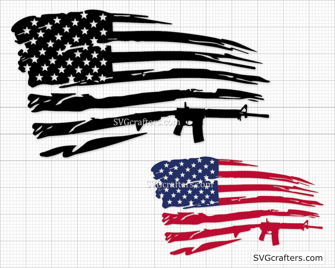 American Gun Flag Svg, Rifle Flag Svg, Gun Svg, 2nd Amendment Svg ...
