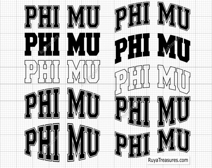 Phi Mu Varsity Svg, Sorority Letters Svg, Greek Life Svg, College ...