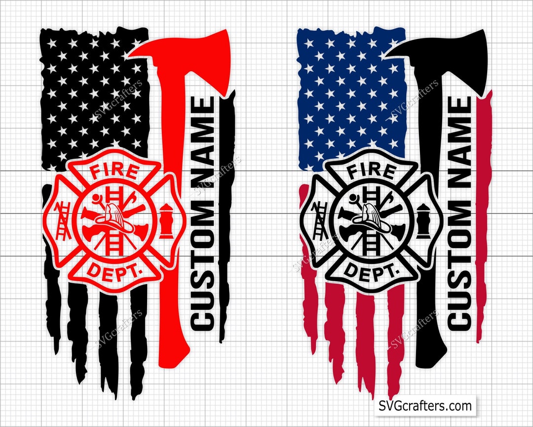 Personalized Firefighter Flag Svg, Custom Firefighter Flag Svg, Fireman Flag Svg, Fire Dept Flag ...