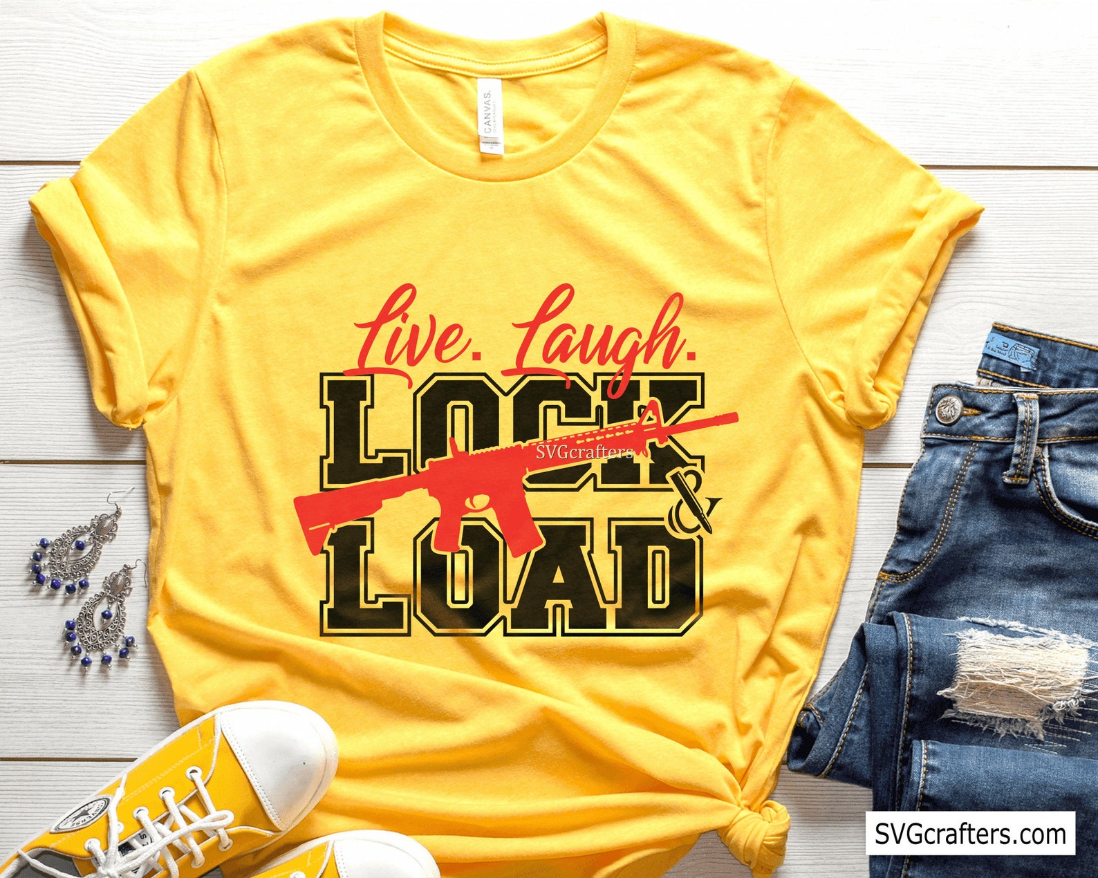 Live Laugh Lock and Load SVG, Gun Svg, 2nd Amendment Svg, Rifle Flag ...