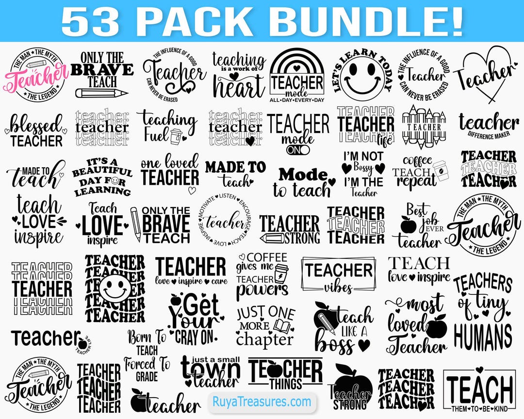 Teacher Svg Bundle, Back to School Svg, Teacher Quote Svg, Teacher ...