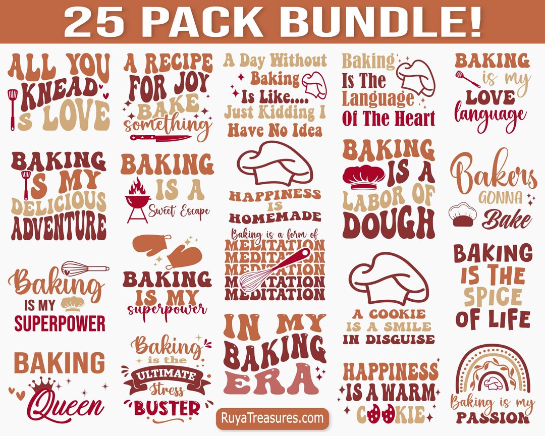 Baking Svg Bundle, Kitchen Svg Bundle, Baking Svg, Baking Quotes, Pies ...