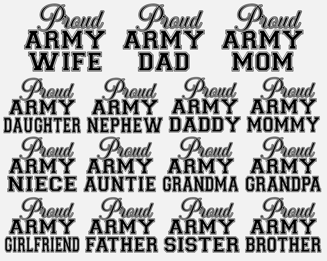 Proud Army Family Bundle Svg, Military Family Svg, Army Mom Svg, Army ...