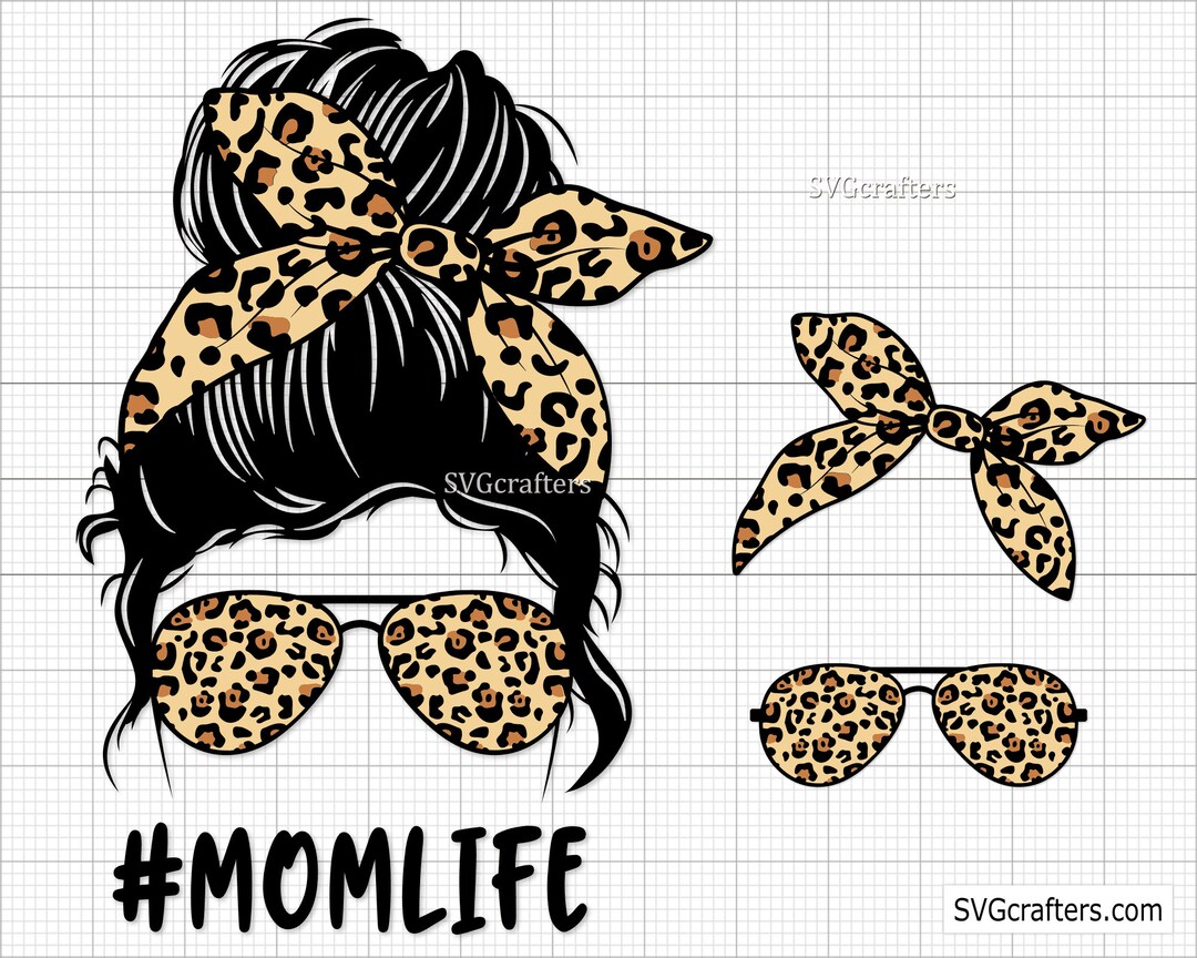 Momlife Png Svg, Messy Bun Hair Svg Png, Layered Mom Skull Svg Png, Mom ...