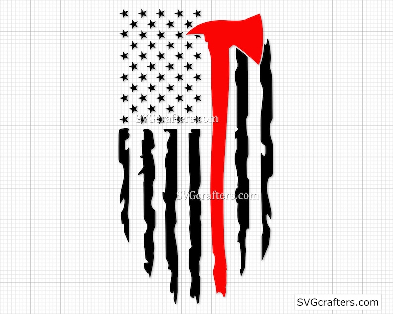 Fire Fighter Tattered Flag, Firefighter Flag Svg, Clipart for Cricut ...