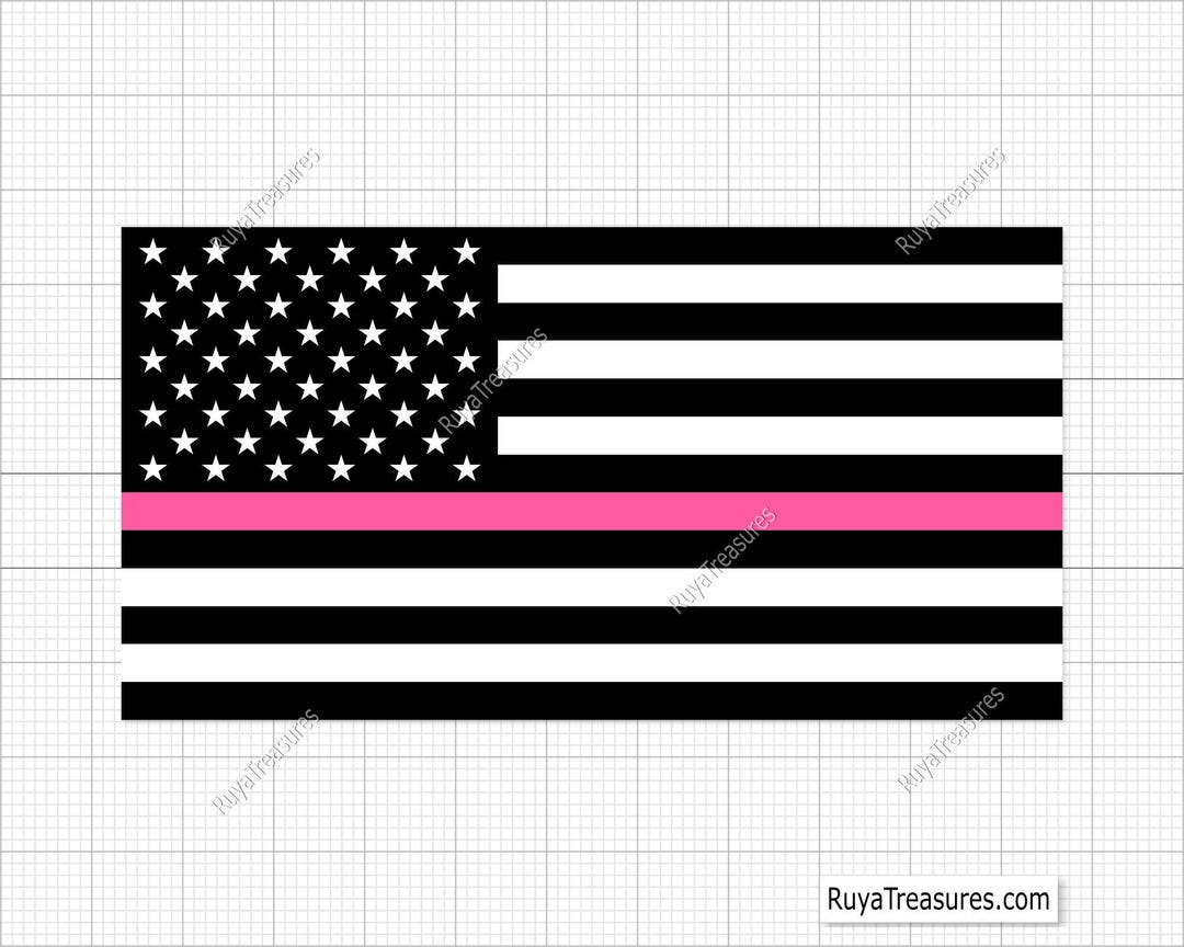 Layered American Thin Pink Line Flag Svg, Pink Ribbon Flag Svg, Cancer ...