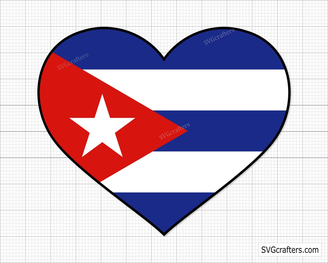 Cuba Heart Shaped Flag Svg Png, Cuban Flag Svg Png, Cuban Svg, Cuban ...