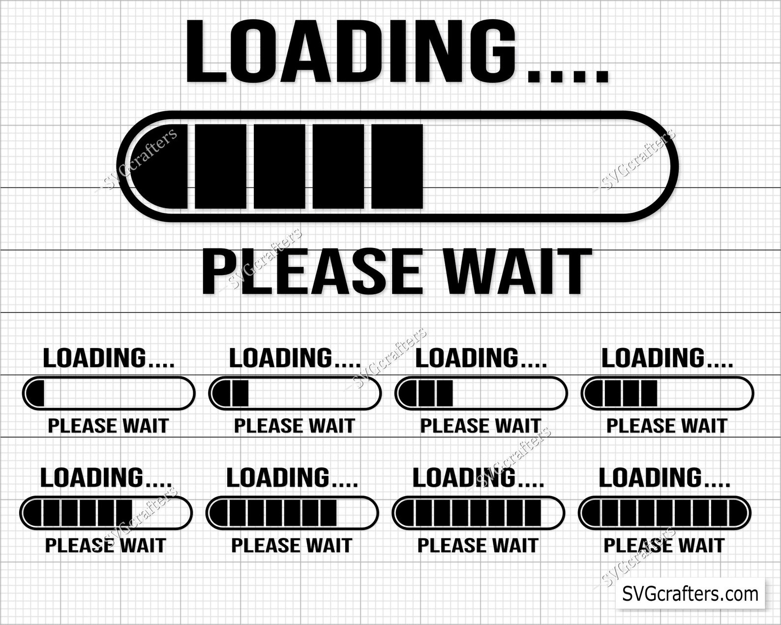 Loading Please Wait SVG Files, Loading Progress Bar Cut Files, Please ...