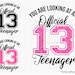 13 Official Teenager Svg 13th Birthday Svg Birthday Girl - Etsy