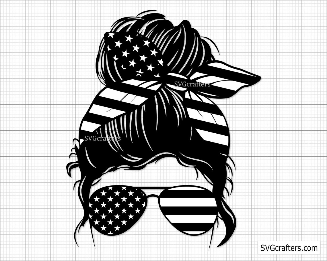USA Mom Bun Svg American Flag Mom Bun SVG USA T-shirt Cut - Etsy