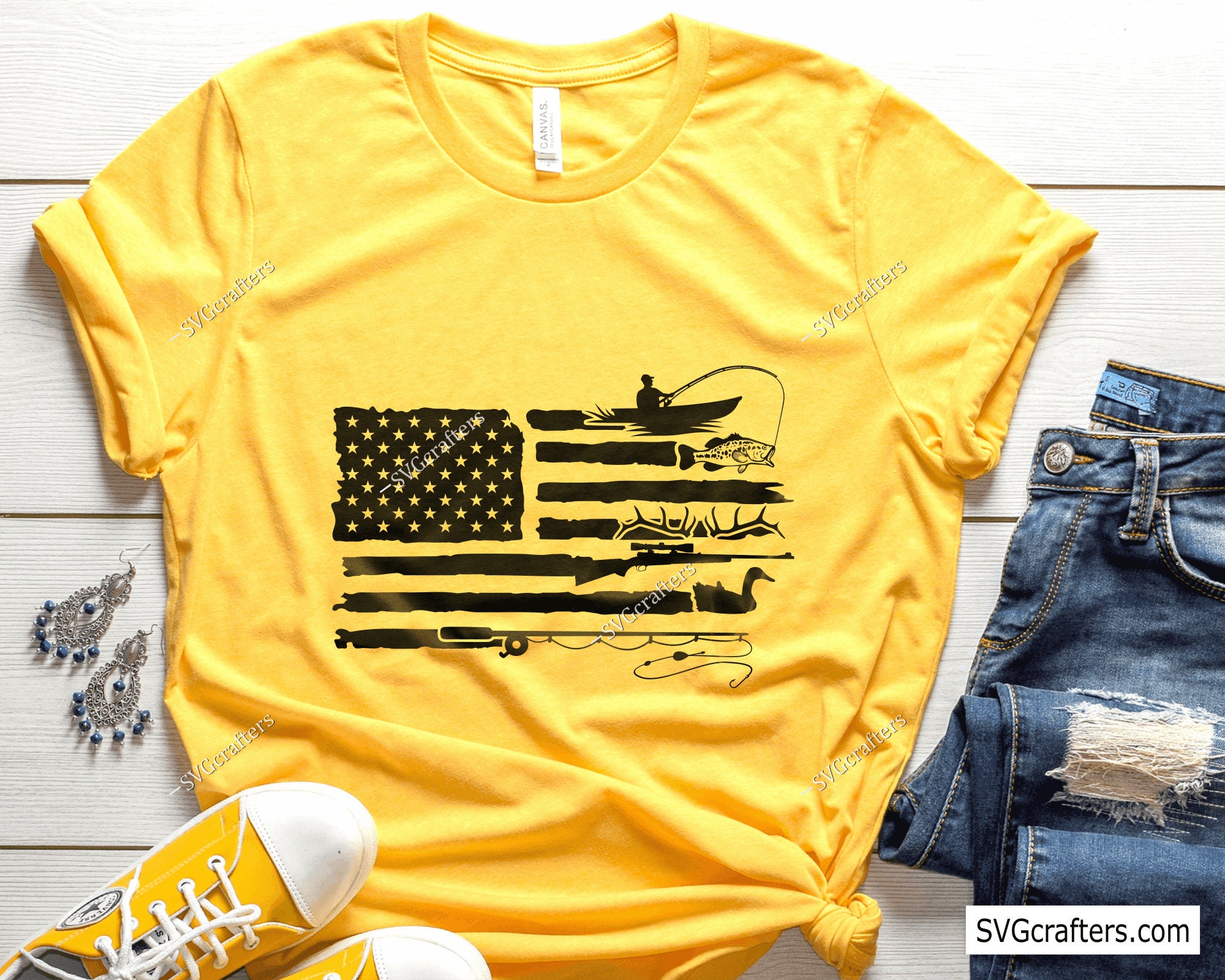 Fishing and Hunting American Flag Svg Fishing and Hunting - Etsy