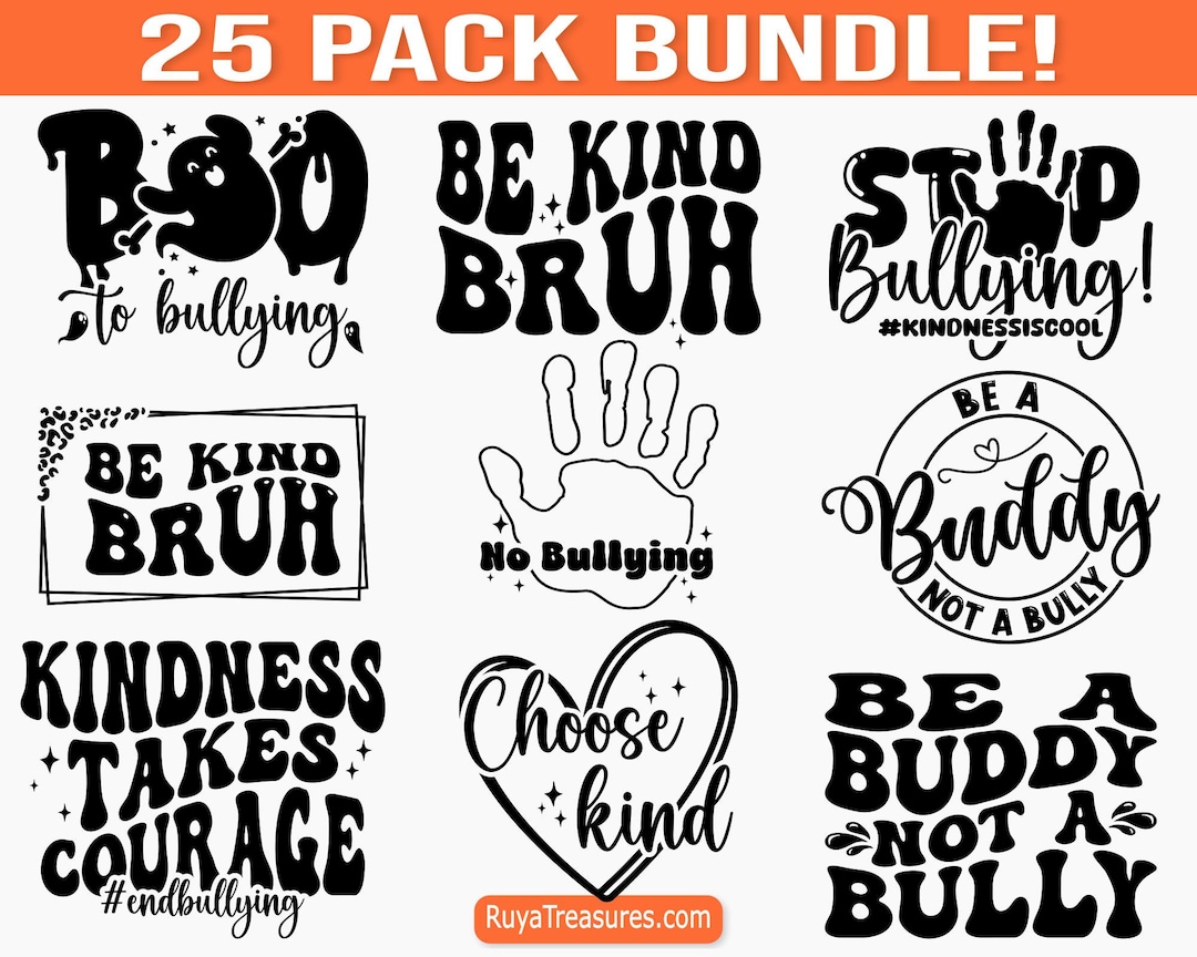 Anti Bullying Svg Bundle, Stop Bullying Svg, Kindness Svg, Be Kind Svg ...