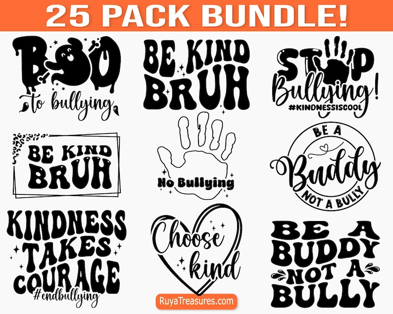 Anti Bullying Svg Bundle, Stop Bullying Svg, Kindness Svg, Be Kind Svg ...