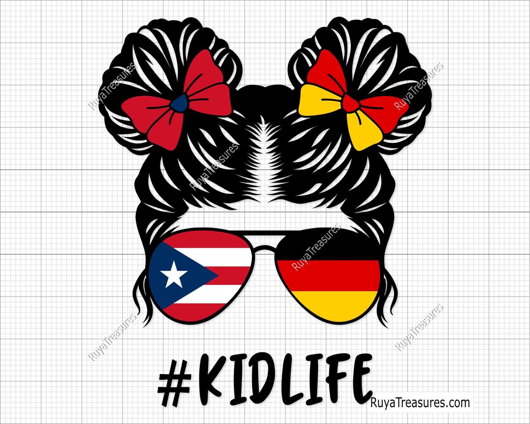 Puerto Rico and German Kidlife Flag Svg, Caribbean Kids SVG, Puerto ...